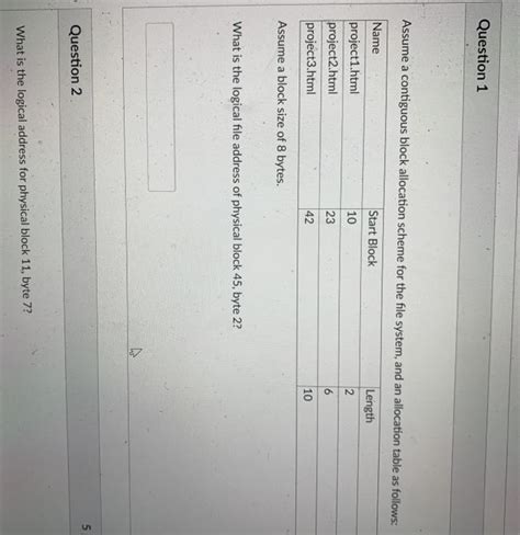 Solved Question 1 Assume A Contiguous Block Allocation
