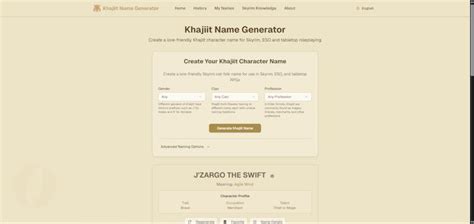 Khajiit Name Generator Elder Scrolls Khajiit Character Name Generator