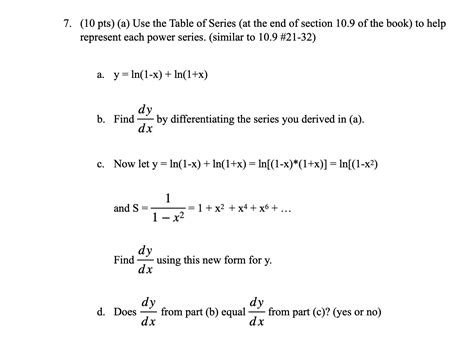 Solved 10 Pts A Use The Table Of Series At The End Of Chegg Com