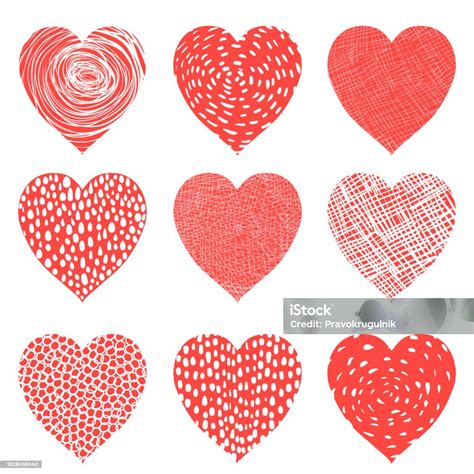 인사말 카드와 초대장에 대 한 발렌타인 데이에 대 한 빨간색과 흰색 색상의 귀여운 벡터 하트 2월에 대한 스톡 벡터 아트 및