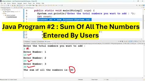Java Program 2 Sum Of All The Numbers Entered Java Program For Beginners Bharathedutech