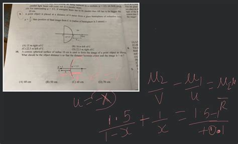 a convex spherical surface of radius 10 mathrm{cm} is used to form the i