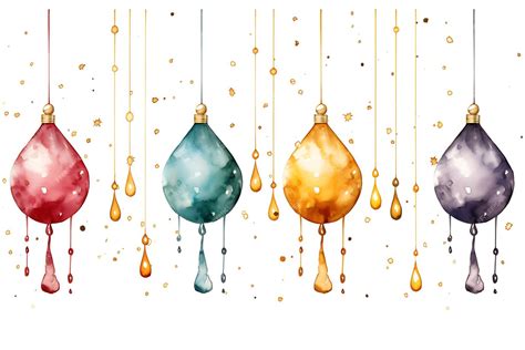 Premium Photo Watercolor Of Tinsel Gold String With Confetti And Festive Accents Sparkli