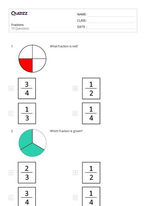 50 Fractions Worksheets For 1st Year On Quizizz Free And Printable