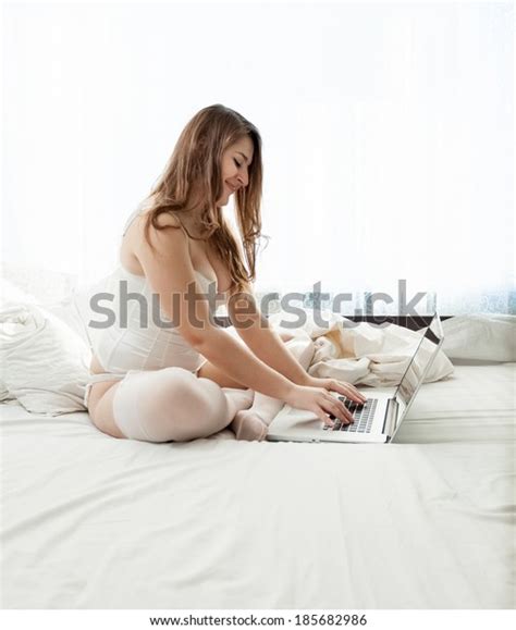 Sexy Woman Lingerie Using Laptop On Stock Photo Shutterstock