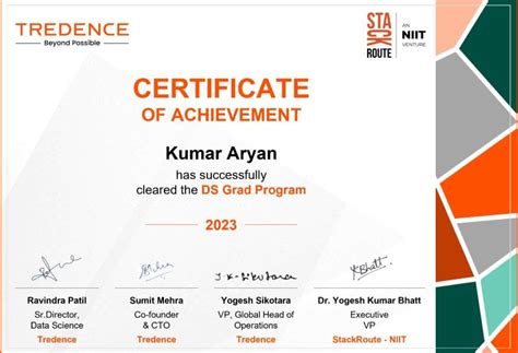 Kumar Aryan On Linkedin Datascience Dsgradprogram Dsseason3 Certificationachievement