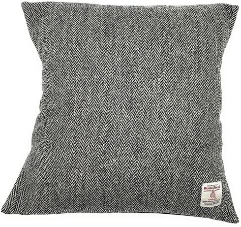 Harris Tweed Grey Herringbone Square Cushion Cover 40cm X 40cm Made In