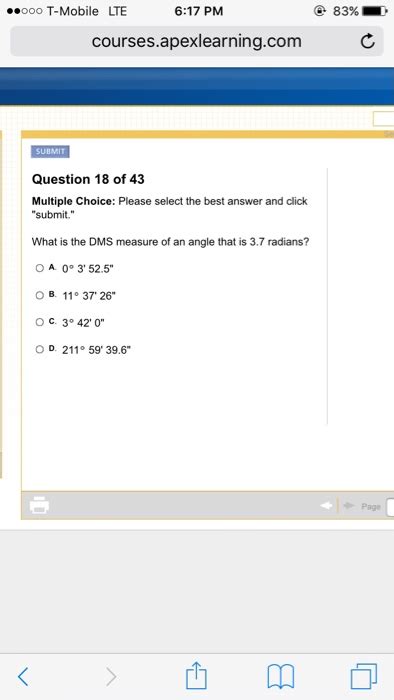 solved what is the dms measure of an angle that is 3 7