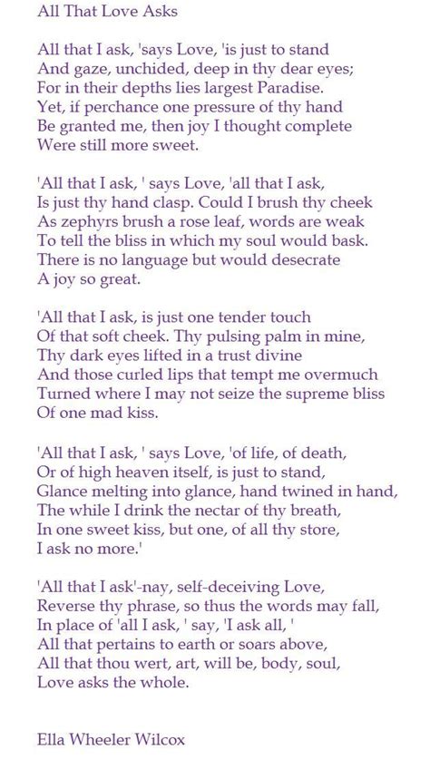 All That Love Asks Ella Wheeler Wilcox