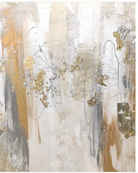 Abstract Painting With Gold And Silver Leaves