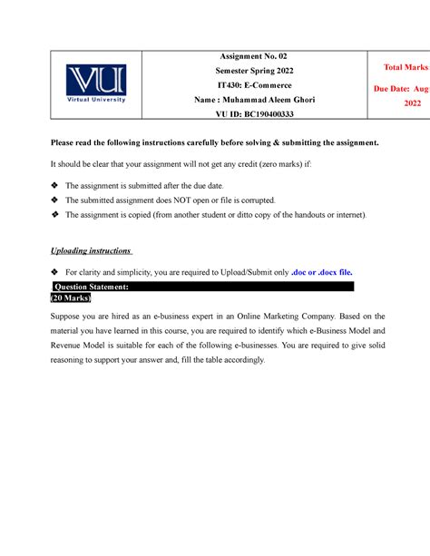 bc190400333 it430 assingment 1 assignment no 02 semester spring