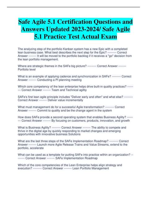Safe Agile 5 1 Certification Questions And Answers Updated Safe Agile 5 1 Practice Test Actual