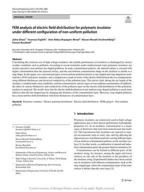 Fem Analysis Of Electric Field Distribution For Polymeric Insulator Under Different
