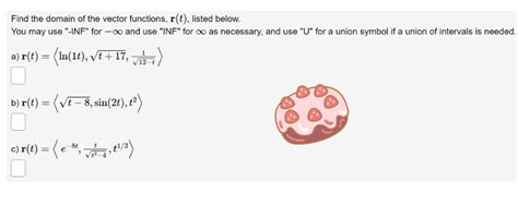 Solved Find The Domain Of The Vector Functions R T Listed