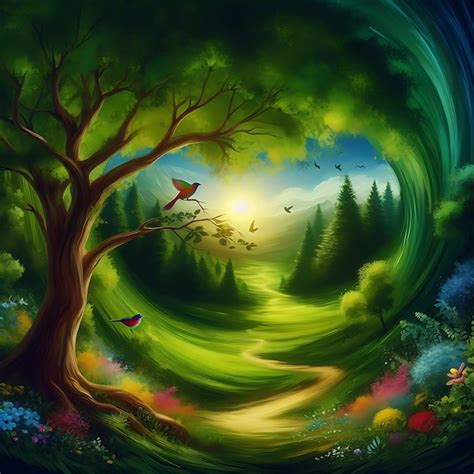 Premium Photo A Forest With A Tree And A Path With A Path That Has A Premium Photo A Forest With A Tree And A Path With A Path That Has A