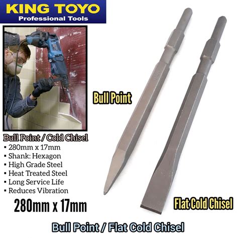 King Toyo 280mm X 17mm Bull Point Flat Cold Chisel For Breaking Wall
