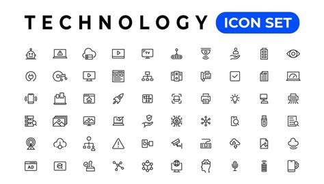 Device And Information Technology Line Icons Collection Big Ui Icon