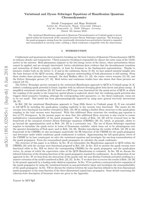 Pdf Variational And Dyson Schwinger Equations Of Hamiltonian Quantum