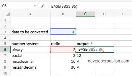 How To Use BASE Function Excel Developer Publish