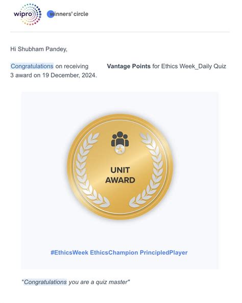 Shubham Pandey On Linkedin Wipro Ethicsweek Winner Quizmaster