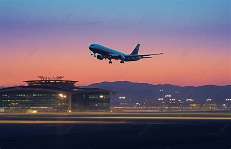 황혼에 비행기 착륙 높은 해상도 공항 컨트롤 타워 배경 일러스트 및 사진 무료 다운로드 Pngtree