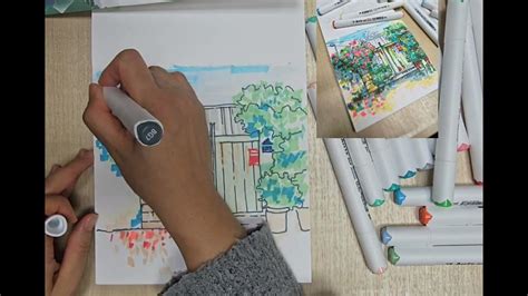 마카로 풍경그리기 아트엑스 Alp 디자인 마카펜 80색 세트 마카드로잉 취미그림 손그림 Handdrawing Youtube