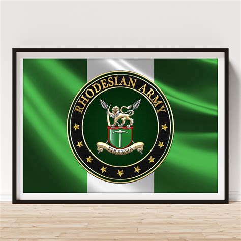 Rhodesian Army Emblem Over Flag Art Print By Serge Averbukh Serge