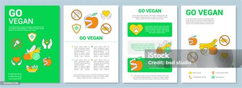 채식 라이프 스타일 브로셔 템플릿 레이아웃입니다 선형 일러스트레이션이 있는 비건 전단지 소책자 리플렛 인쇄 디자인을 선택하십시오