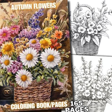 165 Autumn Flowers Coloring Pages Fall Flower Coloring Book Floral