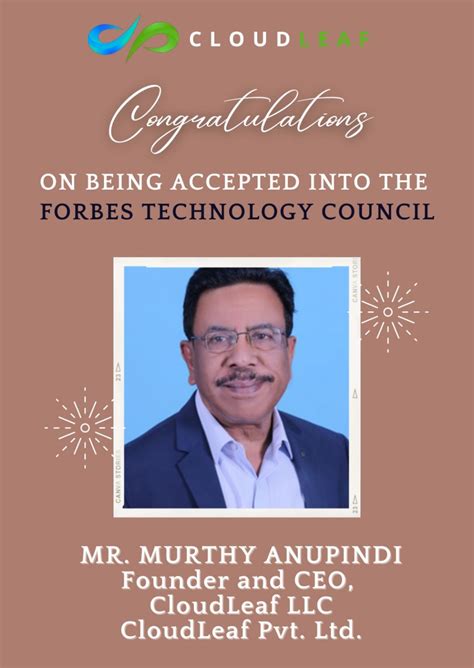 Excited To Be Joining Forbes Technology Council I Am On Travel Till End Of August And Will Be