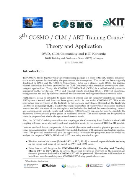 Cosmo Clm Training Course Pdf Numerical Weather Prediction Earth