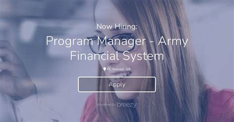Program Manager Army Financial System At Zantech