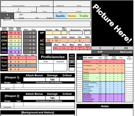 I Made A Character Sheet In Excel For 5e Rdnd