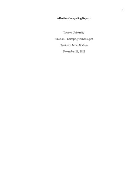 Affective Computing Essay Affective Computing Report Towson
