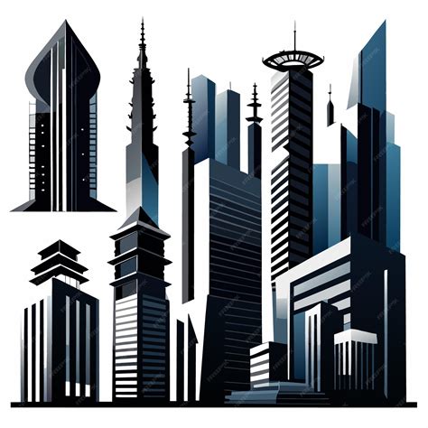 Gráfico Vectorial De Edificios Urbanos Para Diseñadores Vector Premium