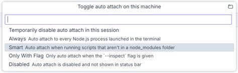node js vscode smart attach debug mode not working when i specify