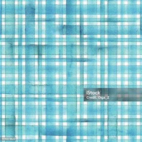 수채화 스트라이프 격자 무늬 이음새가 있는 패턴 청록색 청록색 줄무늬 배경 수채화에 대한 스톡 벡터 아트 및 기타 이미지 수채화 타탄 체크무늬 그런지 이미지 기법