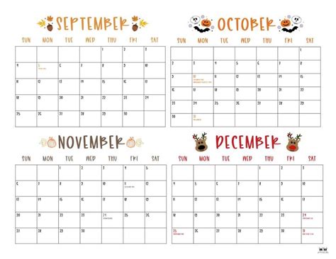 Downloadable Four Month Calendar Template For Easy Planning