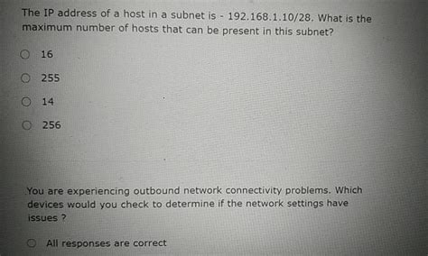 Solved The Ip Address Of A Host In A Subnet Is