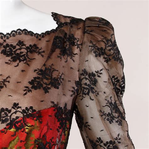 Patricia Saunders Custom Vintage Silk Nude Illusion Lace Dress For