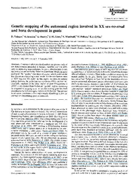 Pdf Genetic Mapping Of The Autosomal Region Involved In Xx Sex Reversal And Horn Development
