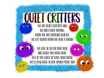 Quiet Critters Label/Poem by Kimberley Click | TPT