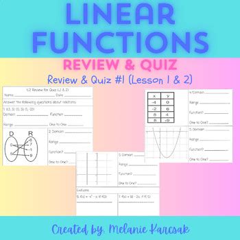 Review And Quiz Lesson Linear Functions Unit By Melanie Karcsak
