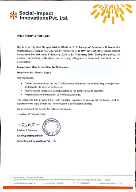 Shreyas Dhote On Linkedin Excited To Share That Ive Successfully Completed My Internship 🎉