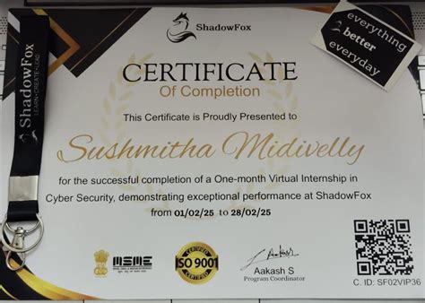 Shadowfox Cybersecurity Internship Growth Techjourney Swags Shadowfox