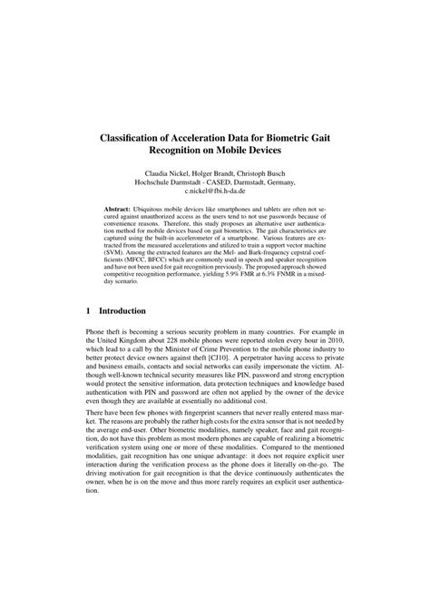 pdf classification of acceleration data for biometric gait
