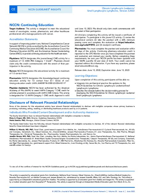 Pdf Nccn Guidelines Insights Chronic Lymphocytic Leukemiasmall Lymphocytic Lymphoma Version Pdf Nccn Guidelines Insights Chronic Lymphocytic Leukemiasmall Lymphocytic Lymphoma Version