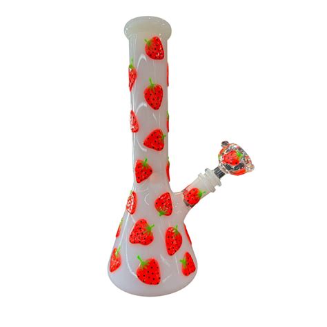 Bonga Con Percolador De Vidrio Fresas Rojas 26 Vapordom