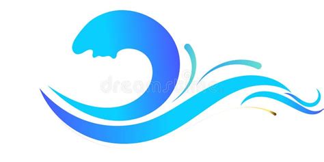 This Image Features Flowing Stylized Blue Waves Against A White Background Stock Illustration