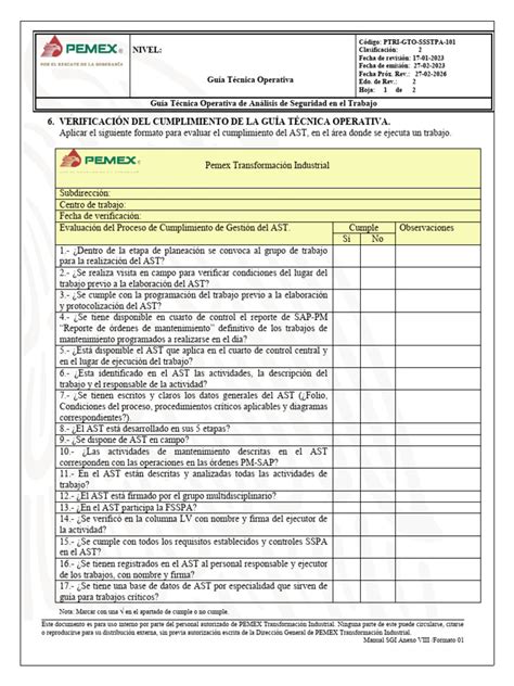 VerificaciÓn Del Cumplimiento De La GuÍa TÉcnica Operativa Pdf